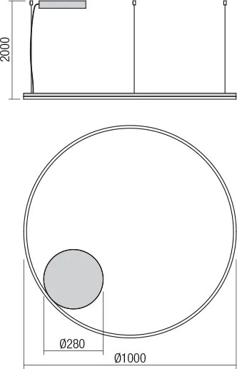 Redo group Redo Orbit direct, závěsné kruhové svítidlo, 68W LED 4000K stmívatelné TRIAC, bronz, prům. 100cm