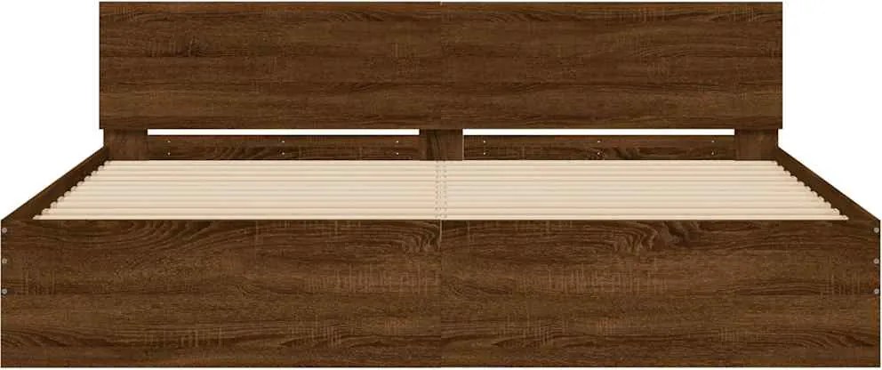 Rám postele s čelem hnědý dub 200 x 200 cm 3207461