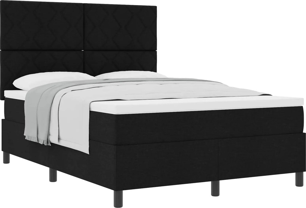 Postel s boxspringem s čelo Černá 140 x 190 cm textil 3339464