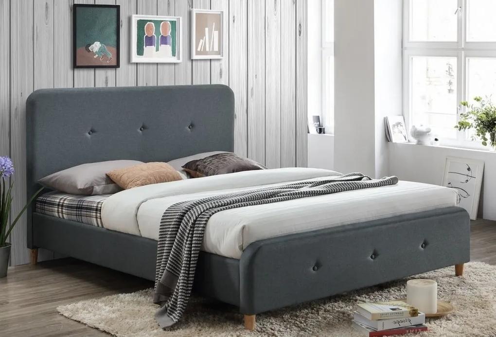 Čalouněná postel CS95037, šedá látka, 160x200 cm