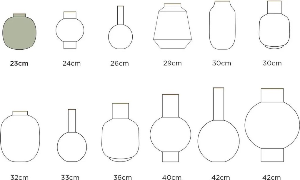 Pip Studio velká kovová váza 23 cm, světle zelená matná (Malá kovová váza v matné světle zelené barvě)