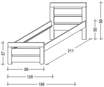 Gazel Postel Rhino I. smrk s roštem 180x200 cm, Rošt: Lamelový rošt
