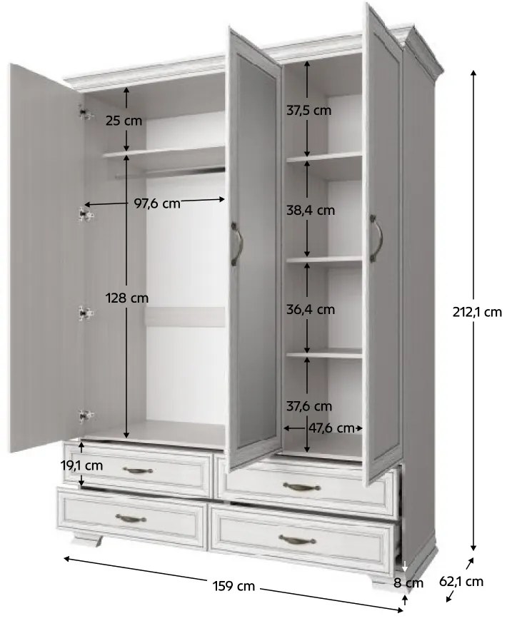 Skříň se zrcadlem 3D4S, TIFFY 01