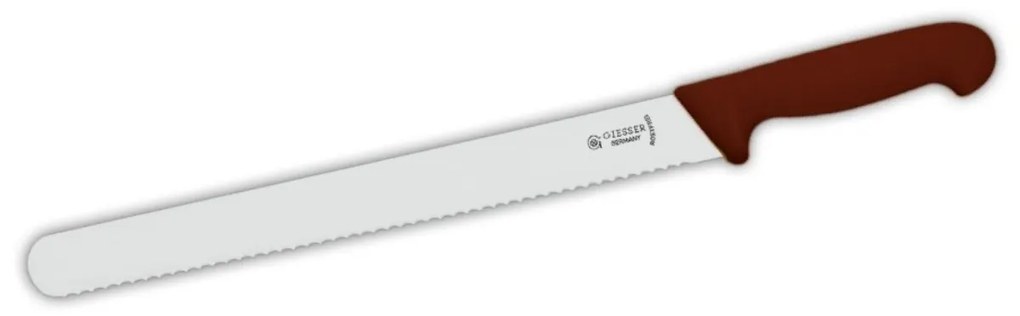 Giesser, Nůž uzenářský 31 cm vlnité ostří - červený
