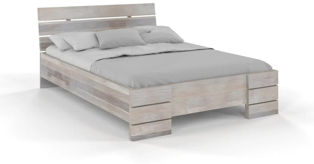 Dubová postel Sandemo - zvýšená - bělený olej  , Dub sonoma, 140x200 cm