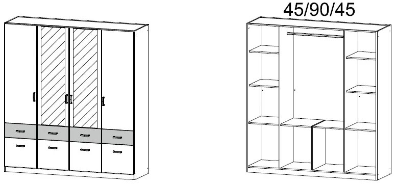 Šatní skříň Bremen, 181 cm, bílá/šedý beton
