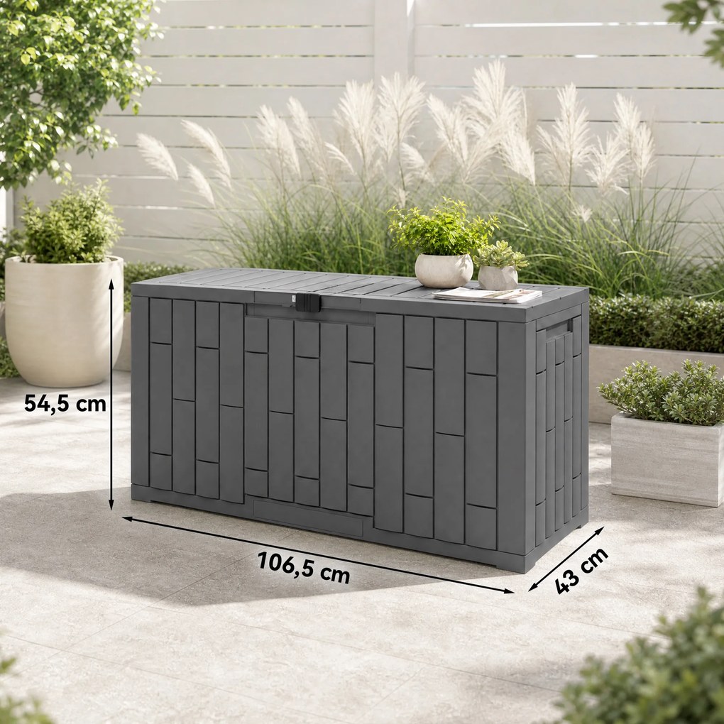 Outsunny Zahradní úložný box 227,4 l, šedý dekor dřeva