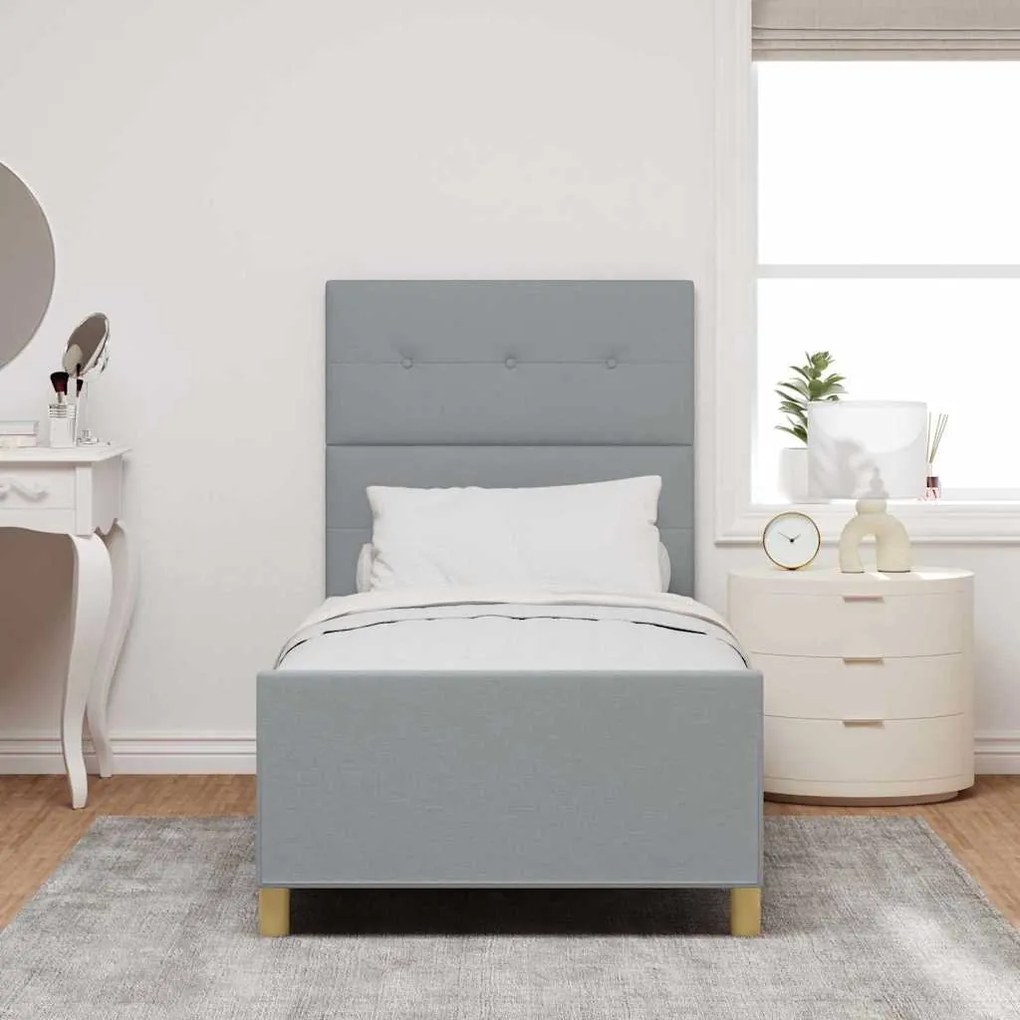 Rám postele s čelo Světle šedá 90 x 200 cm textil 3344697