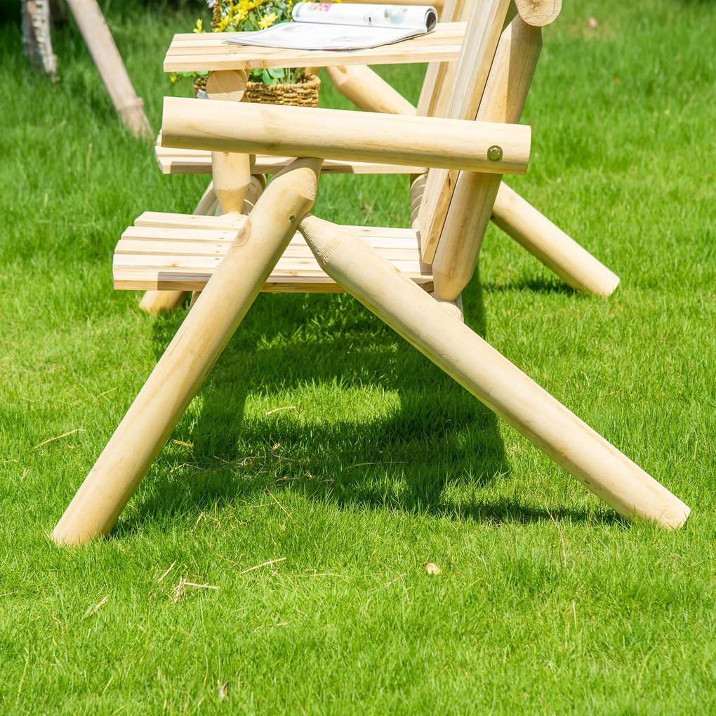 Zahradní lavice s stolem Outsunny, zahradní nábytek, lavice, 2 křesla, masivní dřevo, přírodní, 157 x 88 x 103 cm