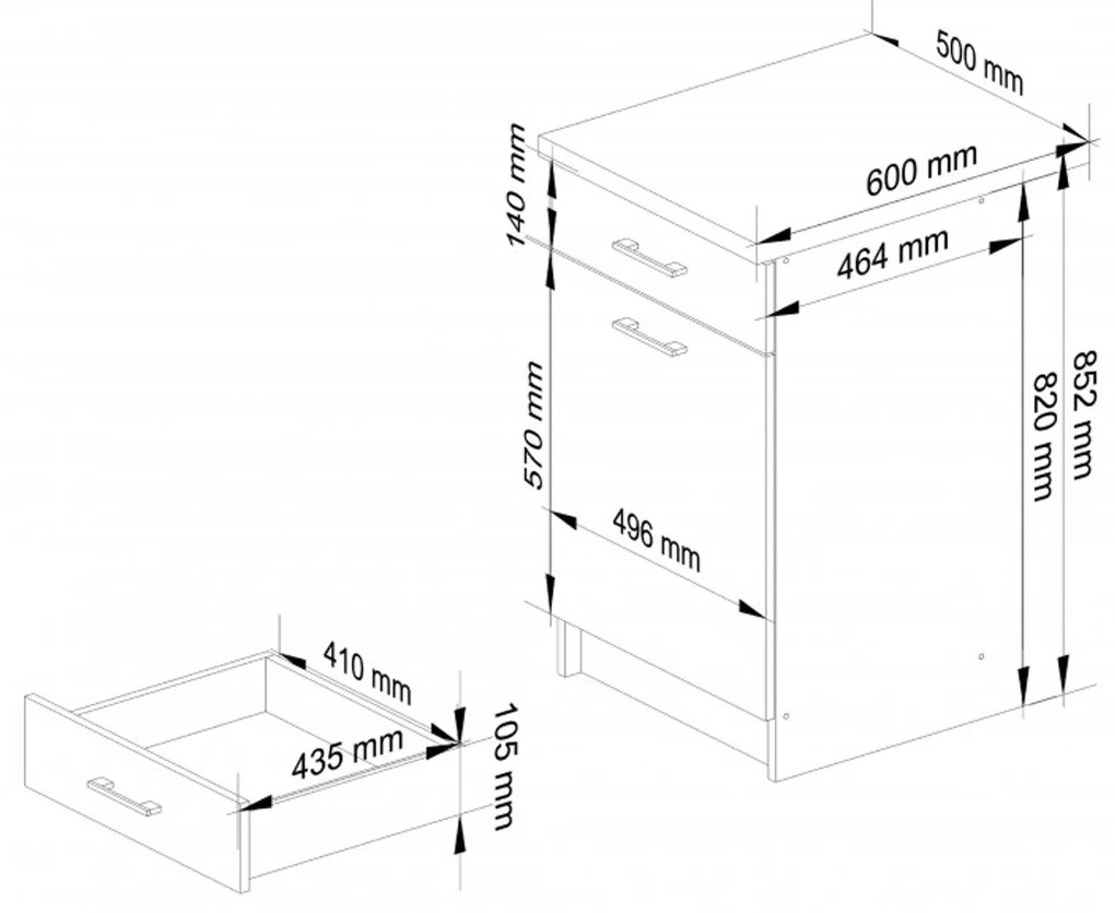 Kuchyňská skříňka OLIVIA S50 SZ1 - bílá/červený lesk