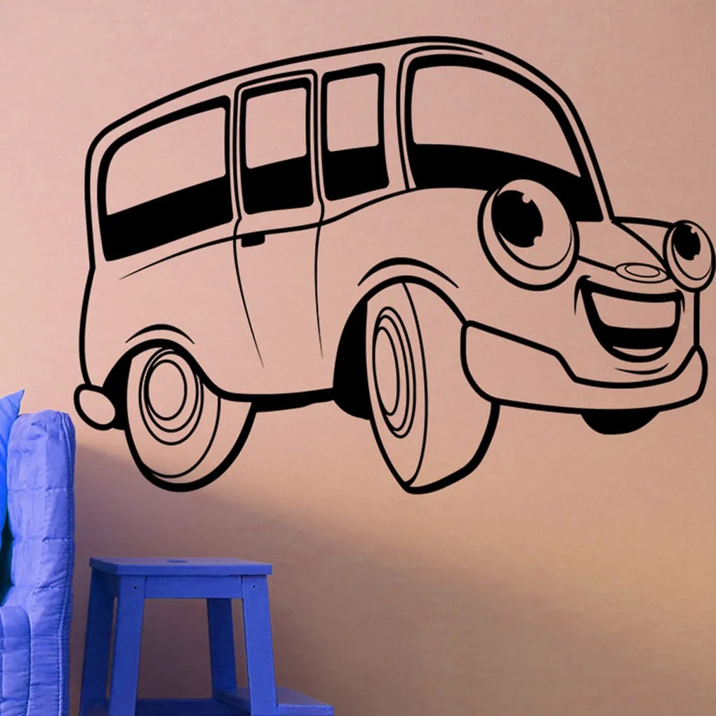 Živá Zeď Samolepka na zeď Dětské zábavné autíčko Barva: černá