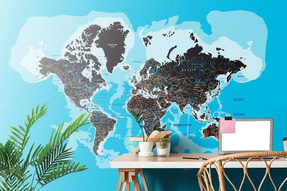 Samolepící tapeta moderní mapa světa - 375x250 cm