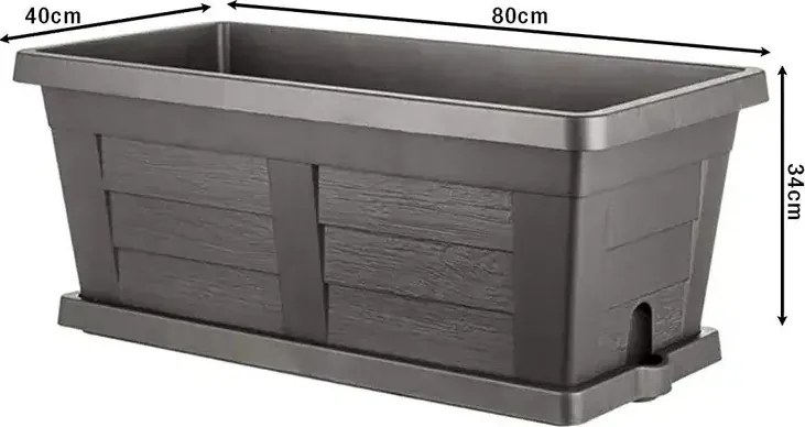 Bama Zahradní velkoobjemový truhlík Legno antracit, 80 x 40 x 35 cm, 80 cm