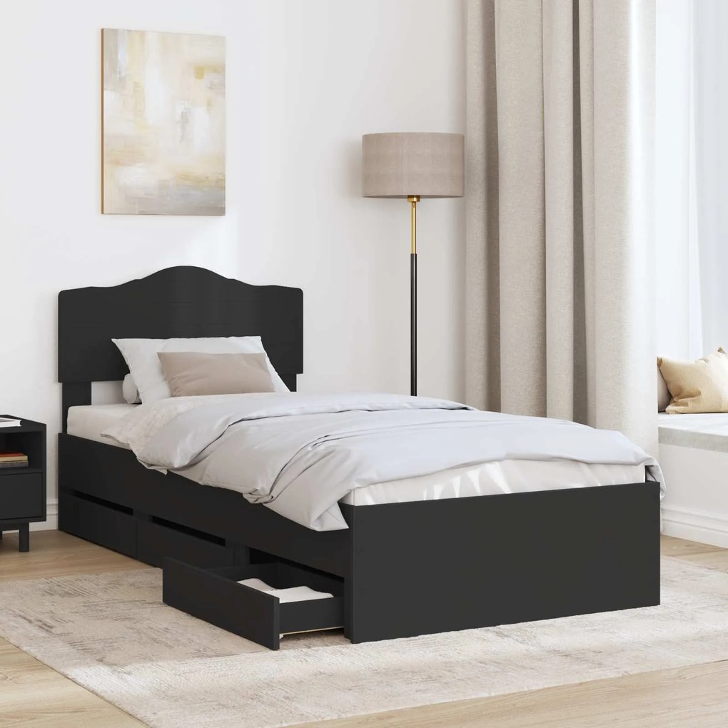 Rám postele se zásuvkou Černá 75 x 190 cm Inženýrské dřevo 3413055