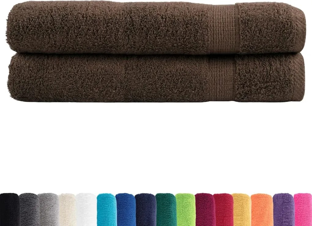 Prémiové ručníky SOLUND 2 ks hnědé 100x200 cm 600 g/m² 137245