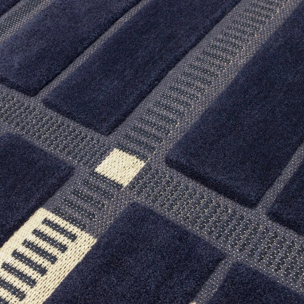 Tmavě modrý/béžový ručně tkaný vlněný koberec 160x230 cm – Asiatic Carpets