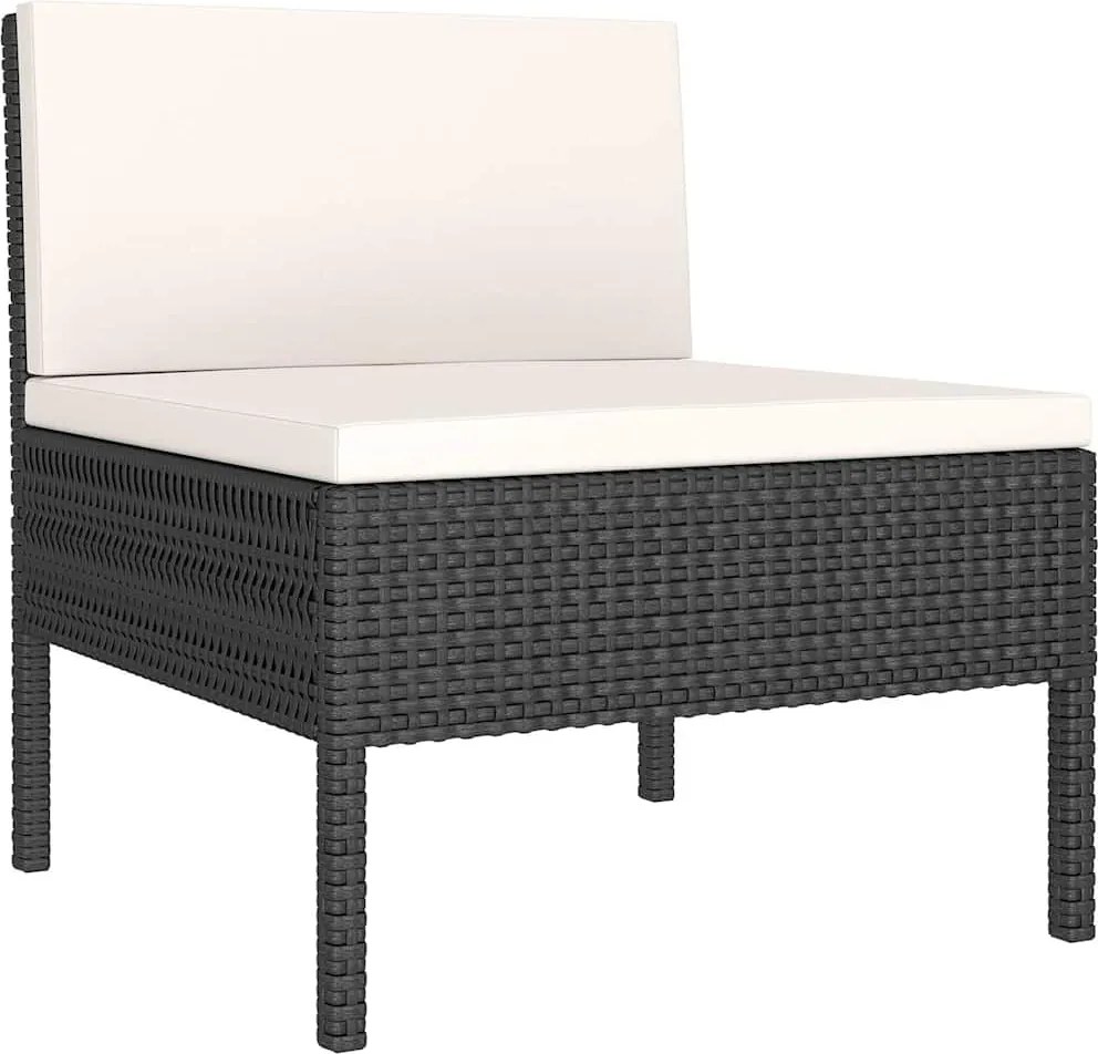 5dílná zahradní sedací souprava s poduškami polyratan černá 3094376