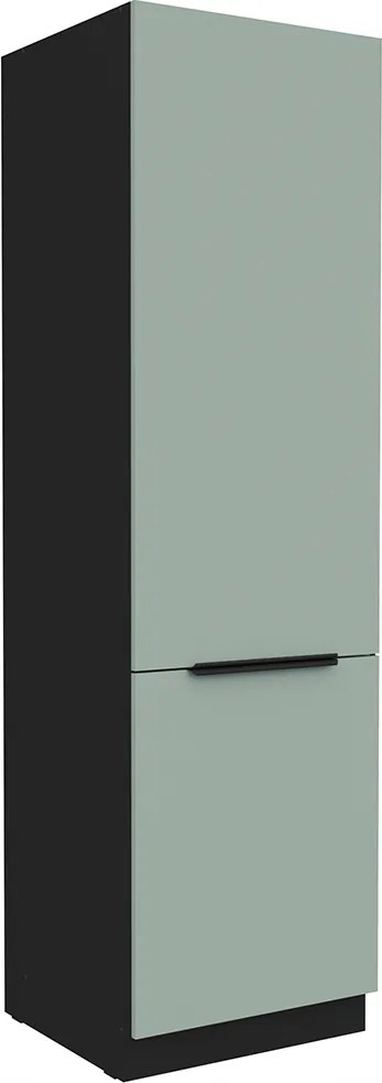 ARIA sc | vysoká skříňka 60 LO-210 2F na vestavnou lednici | 60 cm | ANTI FINGERPRINT povrch | černá/aquamarine