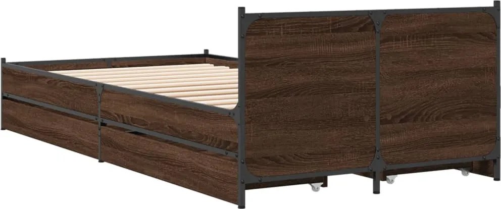 Rám postele se zásuvkami hnědý dub 75 x 190 cm kompozitní dřevo 3279976