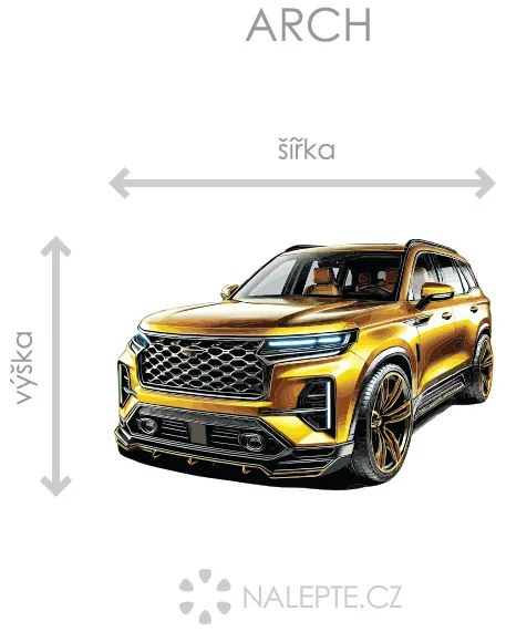 Luxusní auto SUV textilní přelepitelná samolepka na zeď arch 46 x 31 cm