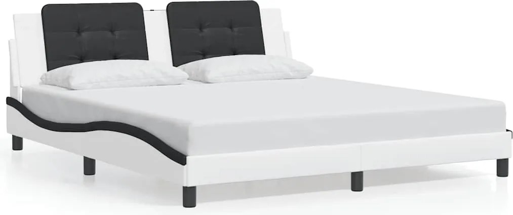 Rám postele bez matrace Zadar bílý a černý 180 x 200 cm umělá kůže 3208204