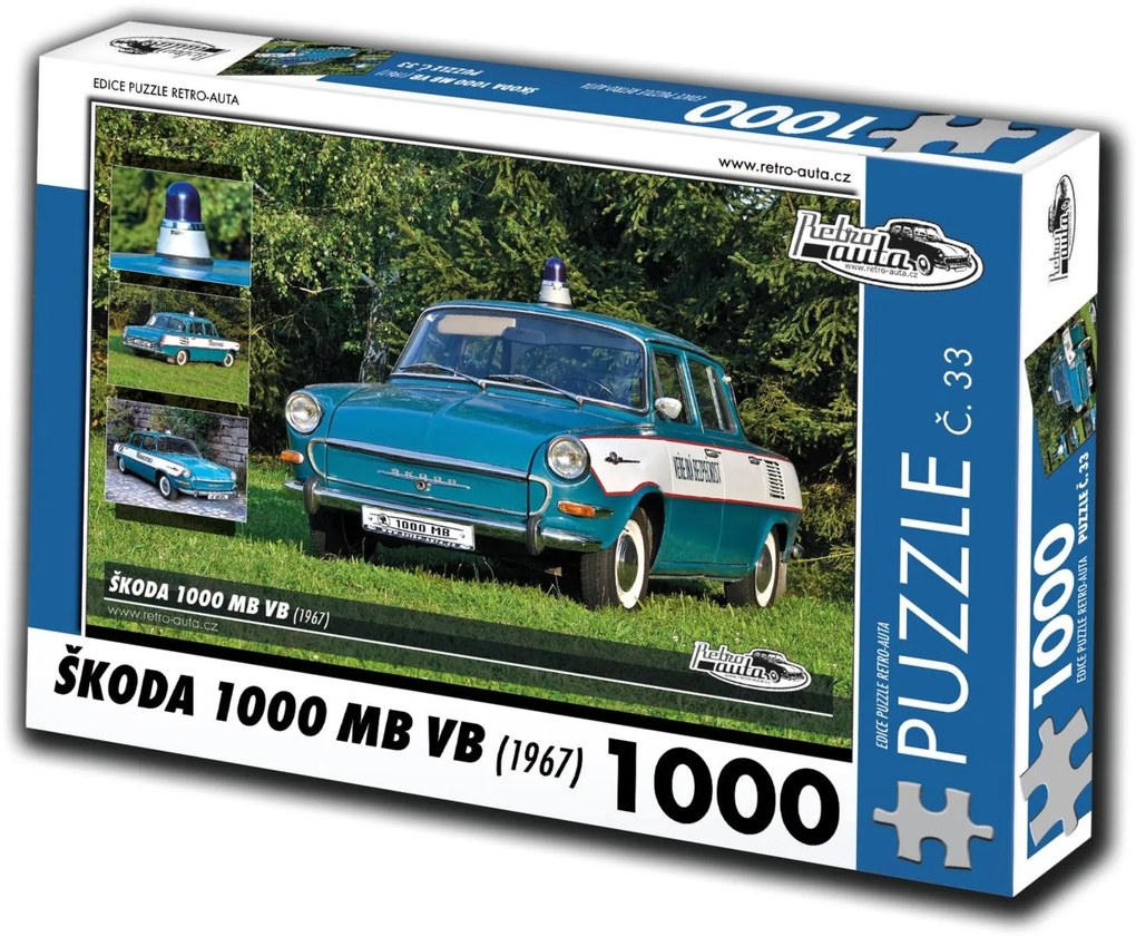 Puzzle retro-auta puzzle č. 33 škoda 1000 mb vb (1967) 1000 dílků