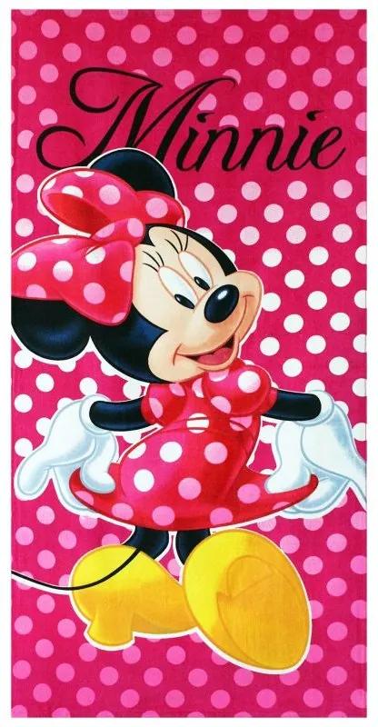Setino · Bavlněná plážová osuška Minnie Mouse - Disney - motiv s puntíky - 70 x 140 cm