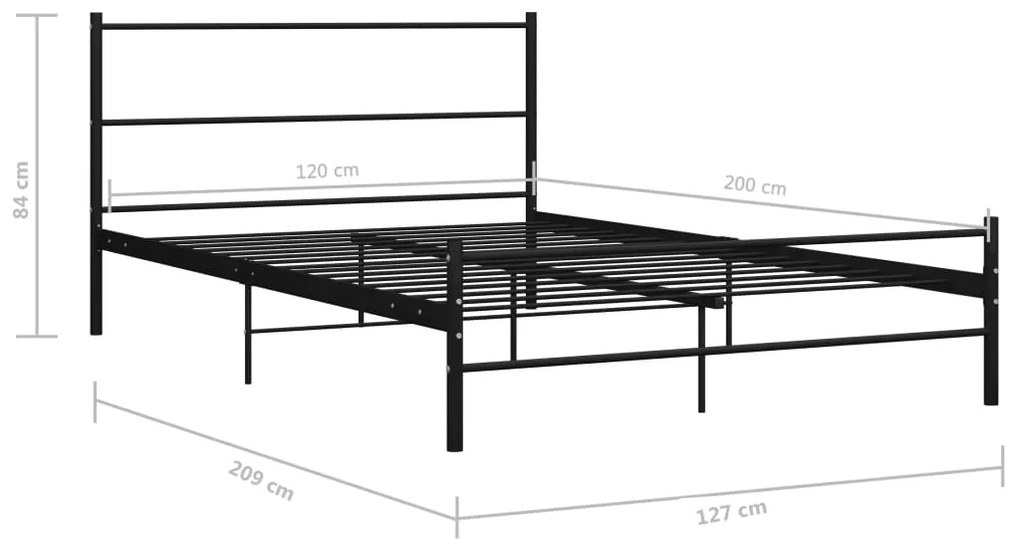 vidaXL Rám postele černý kov 120 x 200 cm