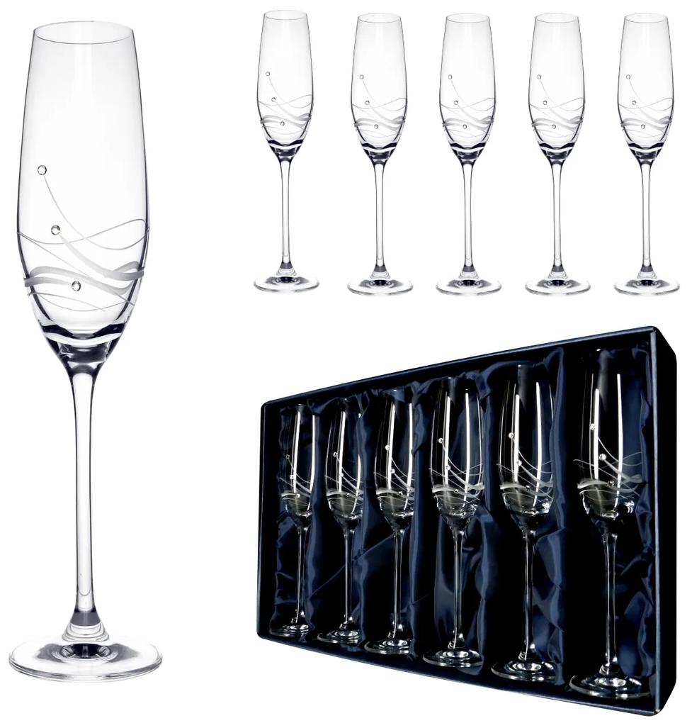 A-KRISTAL Classic - skleničky na sekt se Swarovski® Elements | sada 6 sklenic