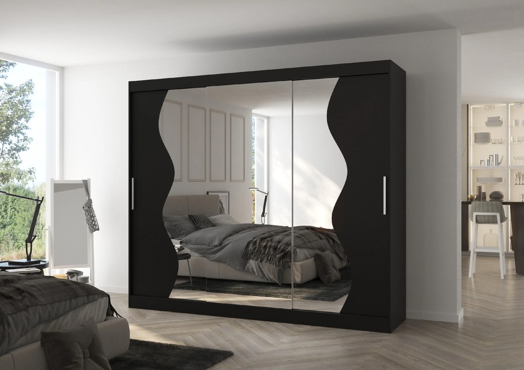 ADRK Furniture Skříň s posuvnými dveřmi a zrcadlem SHARON 250 SW-SHA-B-250+A461