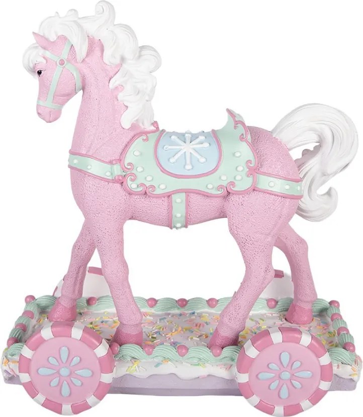 Vánoční dekorace koník na kolečkách Pastel Christmas Chic - 35*16*38 cm