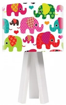 Timberlight Dětská stolní lampa Rainbow Elephants + bílý vnitřek + bílé nohy