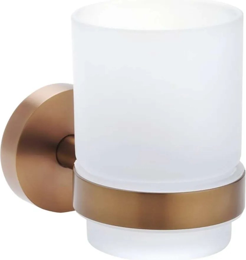 Sapho X-Round - Držák kartáčků a past Copper, mléčné sklo/matná měď XR903PG