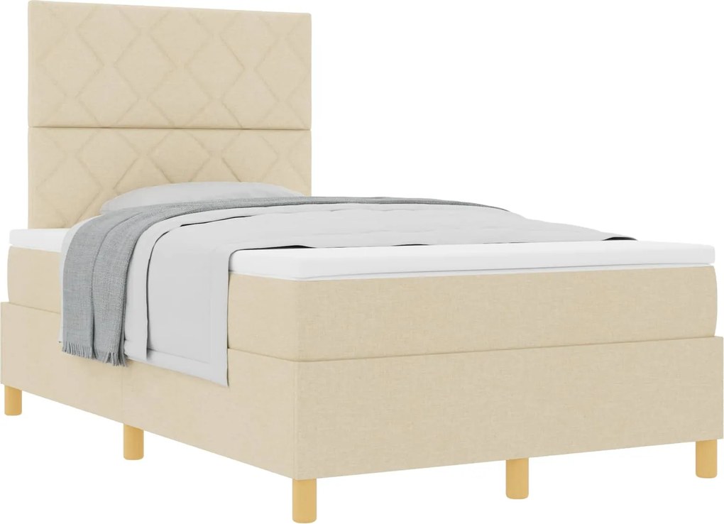Postel s boxspringem s čelo Krémová 120 x 200 cm textil 3339691