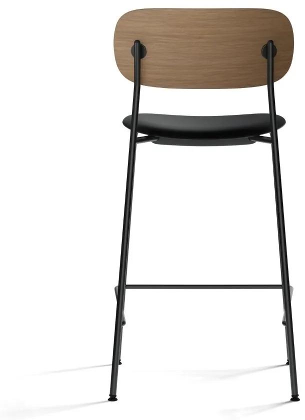 Audo CPH Ořechová barová židle AUDO CO 68,5 cm s černým koženým sedákem