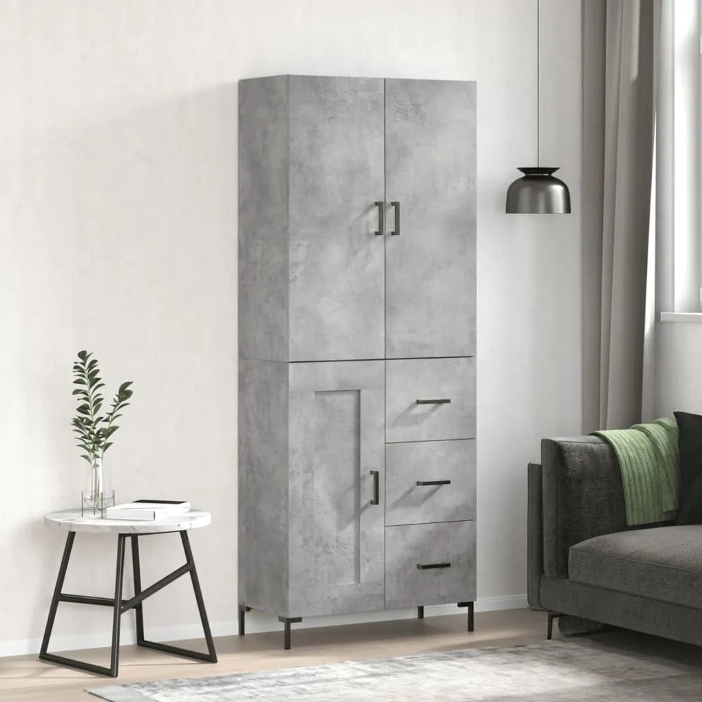 Skříň highboard betonově šedá 69,5x34x180 cm kompozitní dřevo