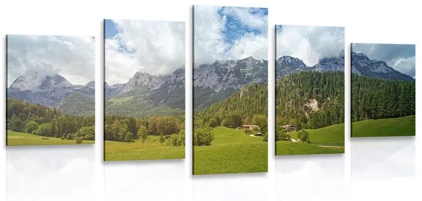5-dílný obraz malebné Rakousko - 200x100 cm