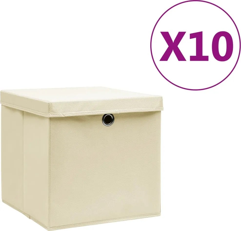 vidaXL Úložné boxy 10 ks netkaná textilie 28 x 28 x 28 cm [325218] Barva: Růžová