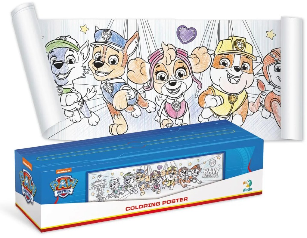 Plakát na vybarvení Tlapková patrola/Paw Patrol 70x16cm v krabičce 19x5x5cm