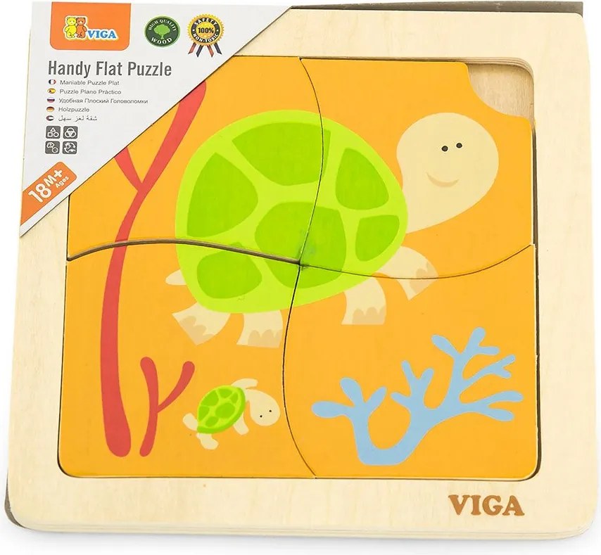 Dřevěné puzzle pro nejmenší Viga 4 ks Želvička