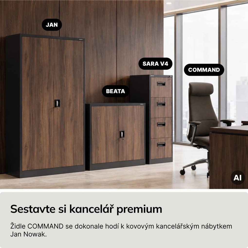 Křeslo kancelářské čalouněné ředitelské hnědé: COMMAND