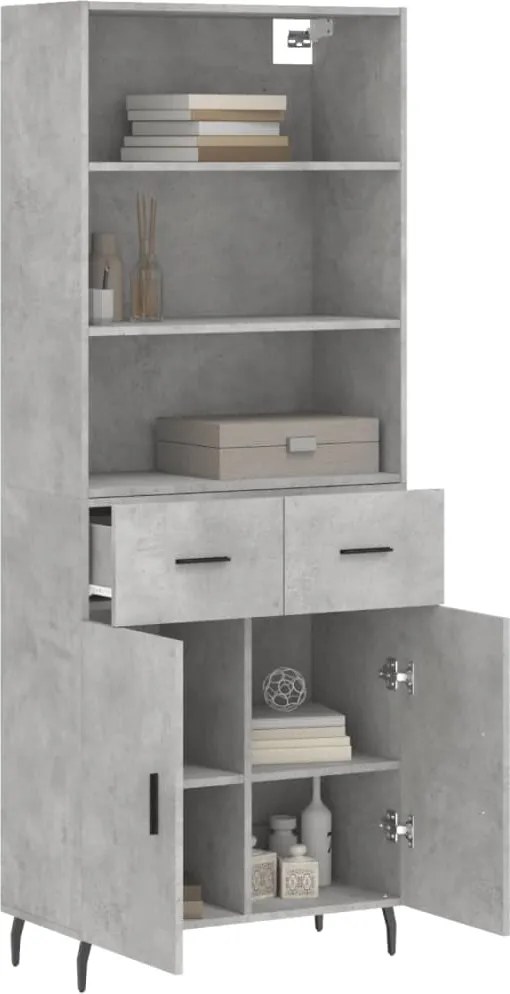 Skříň highboard betonově šedá 69,5x34x180 cm kompozitní dřevo 3200533