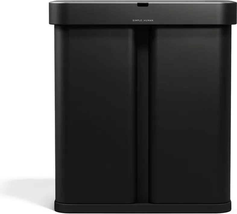 Černý ocelový odpadkový koš 34+24 l na tříděný odpad/bezdotykový Dual Sensor – simplehuman