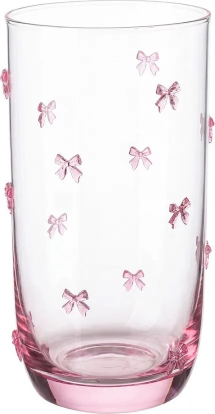 Sklenice na vodu s romantickým motivem mašliček - Ø 7*15 cm / 350 ml
