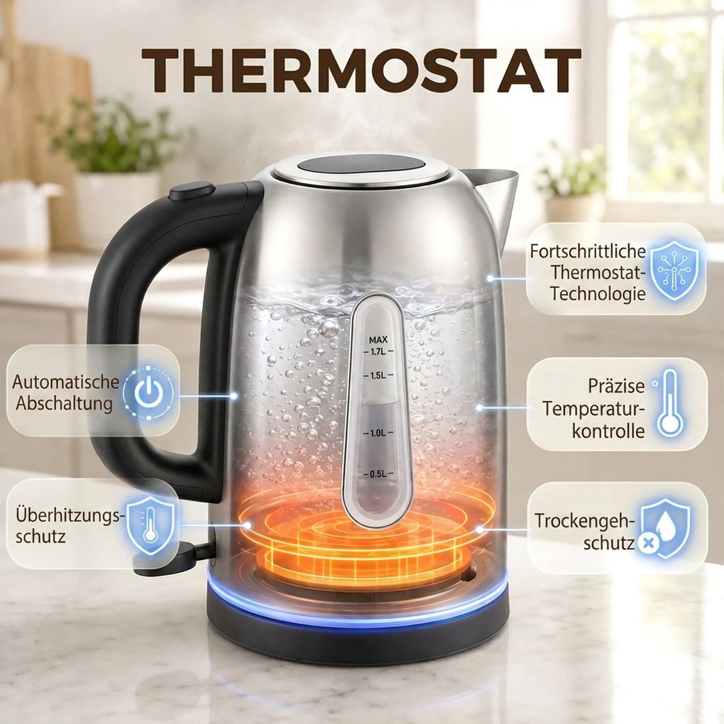 HOMCOM konvice a toastovač set s rychlovarnou konvicí 1,7 l a 7 stupni opečení pro snídaňový set v černé