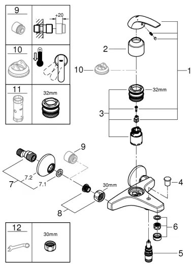 GROHE 23599000 - Vanová baterie EUROSMART DN 15 lesklý chrom