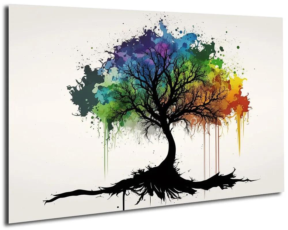 Abstraktní obraz strom s duhovou korunou Rozměr: 90 x 60 cm
