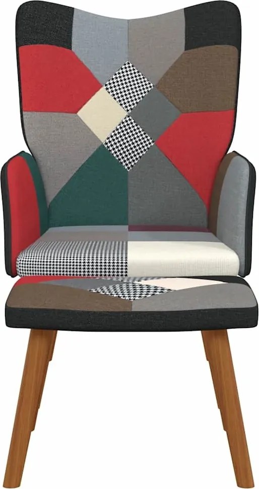 vidaXL Relaxační křeslo se stoličkou patchwork textil [328196] Barva: Šedá