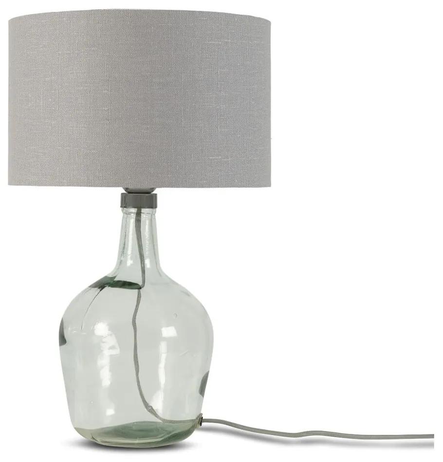 Stolní lampa se světle šedým stínidlem a konstrukcí z recyklovaného skla Good&Mojo Murano, ⌀ 30 cm