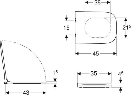 Geberit 500.239.01.1 - Záchodové prkénko Smyle Square duroplast/bílá